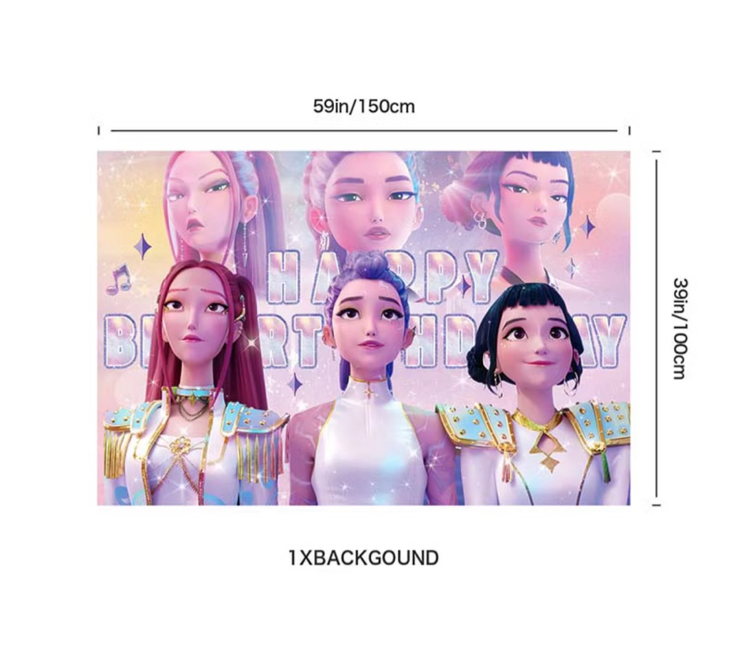 Huntrix kpop demon hunters Happy Birthday Party Decorations Banner ...