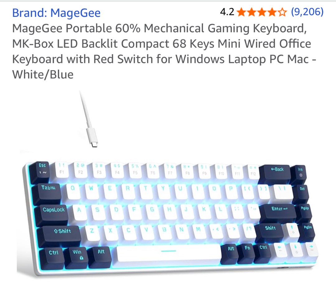 MageGee Portable 60% Mechanical Gaming Keyboard, Computers & Tech ...
