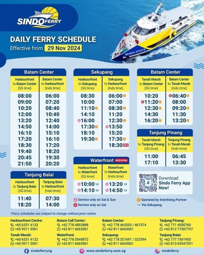 Singapore to Batam Return Ferry Ticket - [Sindo Ferry 2 Ways] S$70 ...