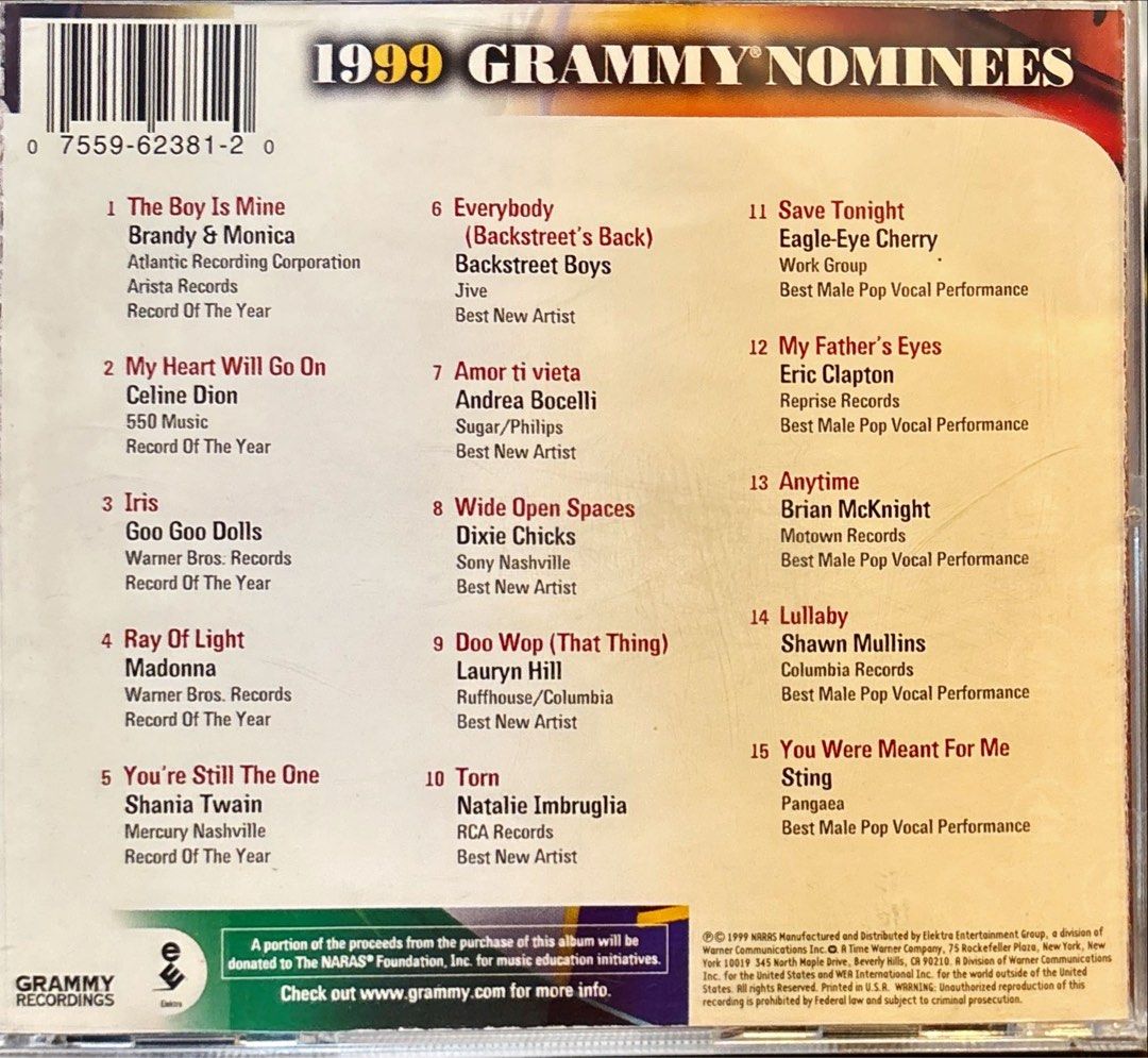 1999 GRAMMY NOMINEES, Hobbies & Toys, Music & Media, CDs & DVDs on ...
