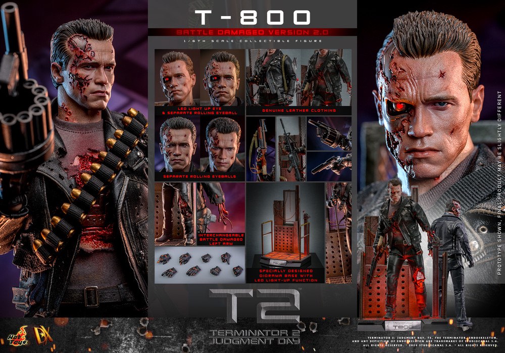 全新 Hottoys Terminator 2 Judgement Day T-800 T800 DX46 DX 46 Battle ...