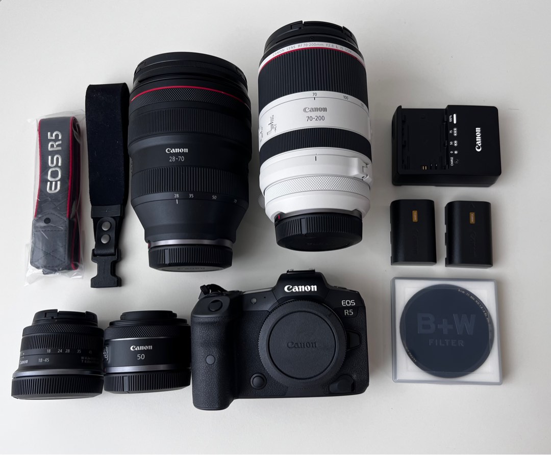 Canon EOS R5 Camera with RF Lenses on and Accessories, Photography ...