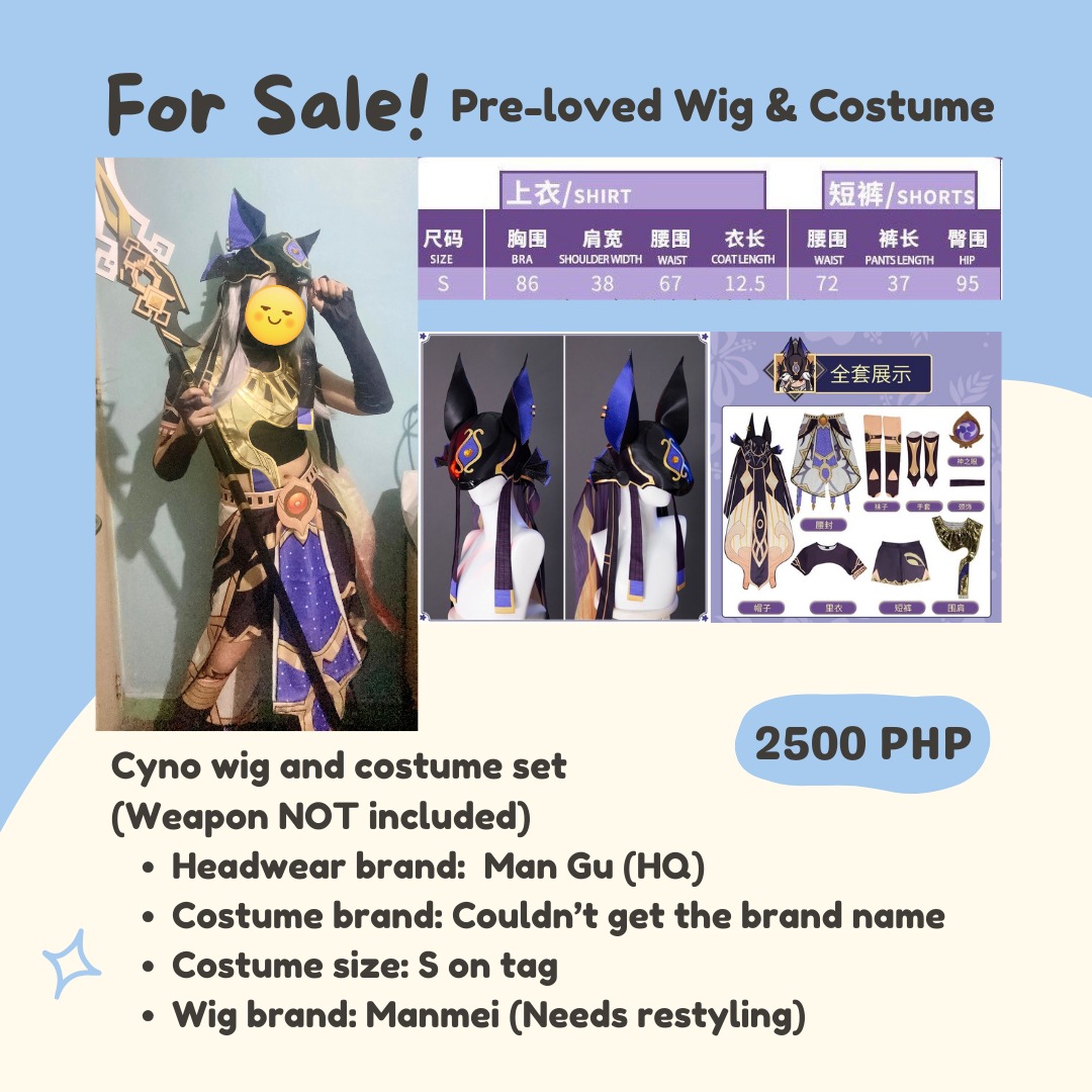 Cyno Wig and Costume Set Genshin Impact Cosplay, Men's Fashion, Tops ...