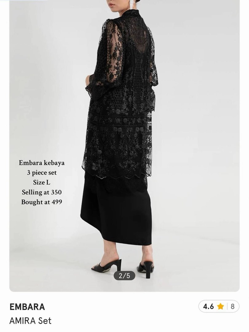 EMBARA KEBAYA 3 pieces black, Women's Fashion, Dresses & Sets ...