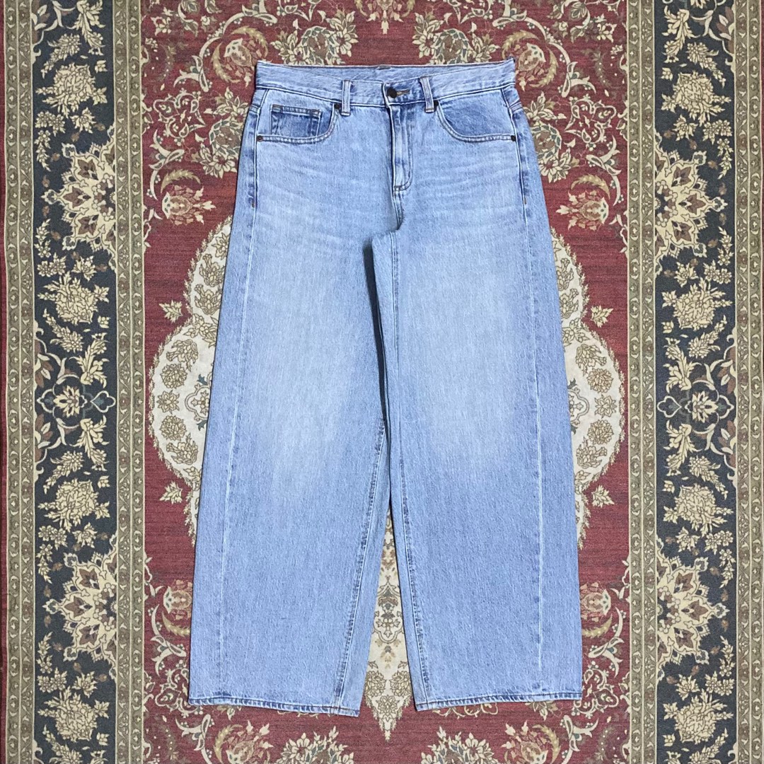GU Wide Barrel Leg Jeans, Men's Fashion, Bottoms, Jeans on Carousell