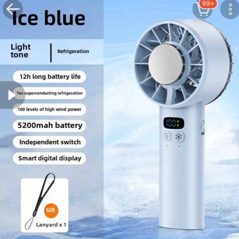 H09 Ice Blue Portable Handheld Fan with Ice plate function, Furniture ...