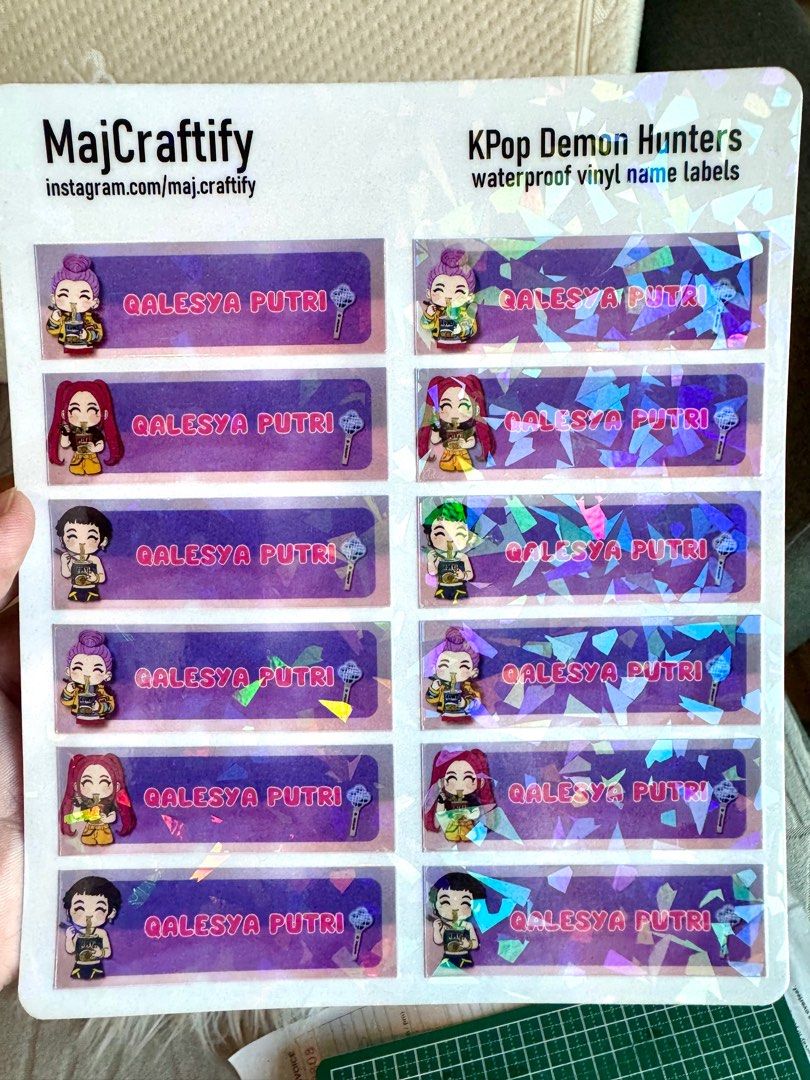 KPop Demon Hunters Huntrix Waterproof Vinyl Name Labels, Hobbies ...