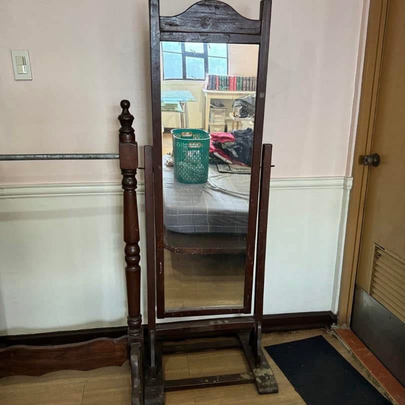 Old wood framed standing mirror, Furniture & Home Living, Furniture ...