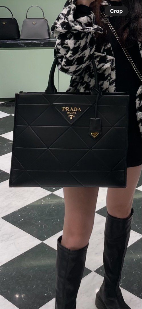 Prada Diagramme Tote Bag - Black, Luxury, Bags & Wallets on Carousell