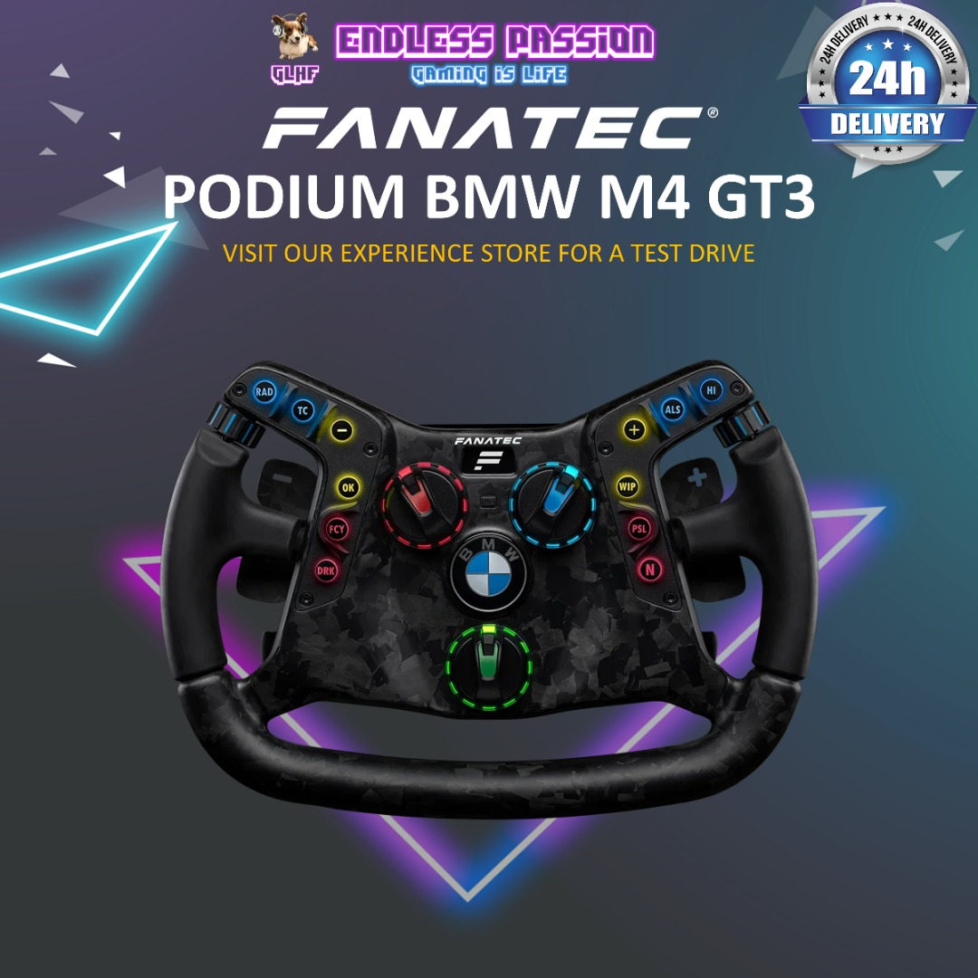 Fanatec Podium Steering Wheel BMW M4 GT3, Video Gaming, Gaming ...