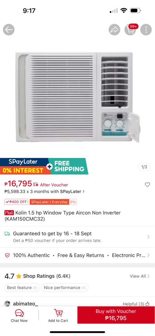 Kolin 1.5hp Window Type Compact Series, TV & Home Appliances, Air ...