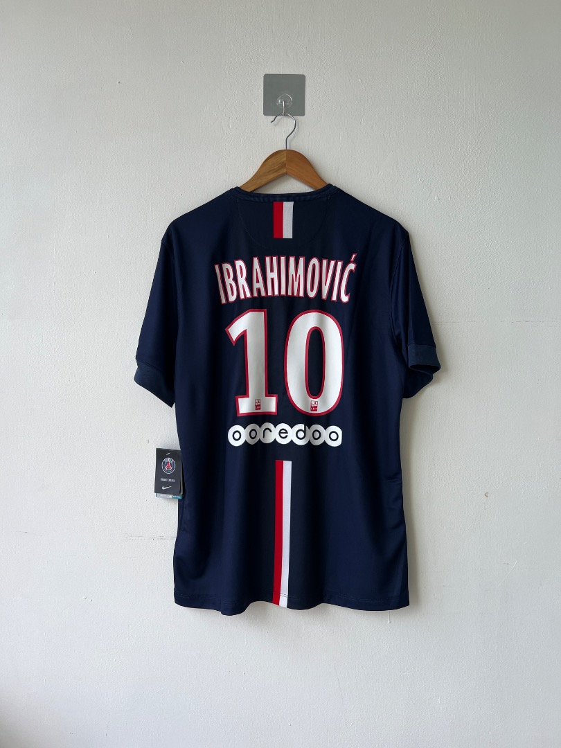 (L) PSG 2014-15 Home Kit Ibrahimovic #10 (NEW) Original Vintage Jersey ...