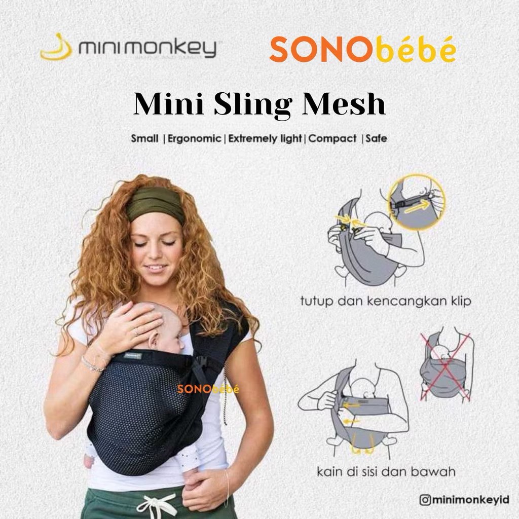 Mini Monkey Gendongan Sling Black no pouch, Bayi & Anak, Lainnya di ...
