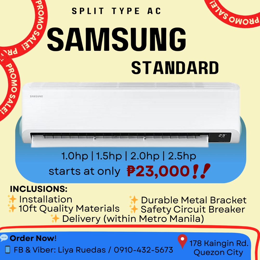 SAMSUNG SPLIT TYPE AIRCON INVERTER - BRAND NEW AND FREE INSTALLATION ...