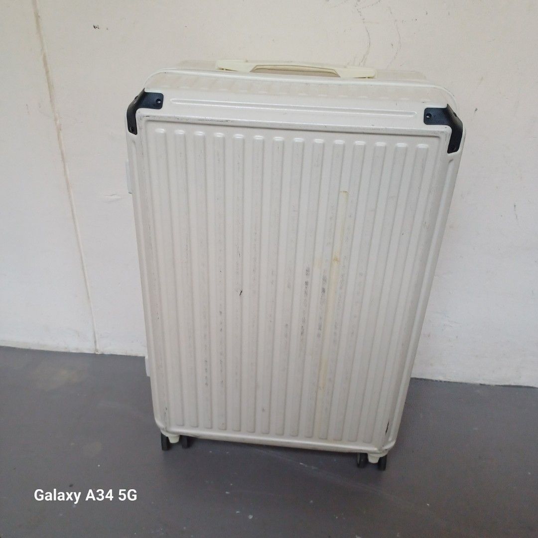 White Suitcase with Wheels ( Tampines ), Hobbies & Toys, Travel ...