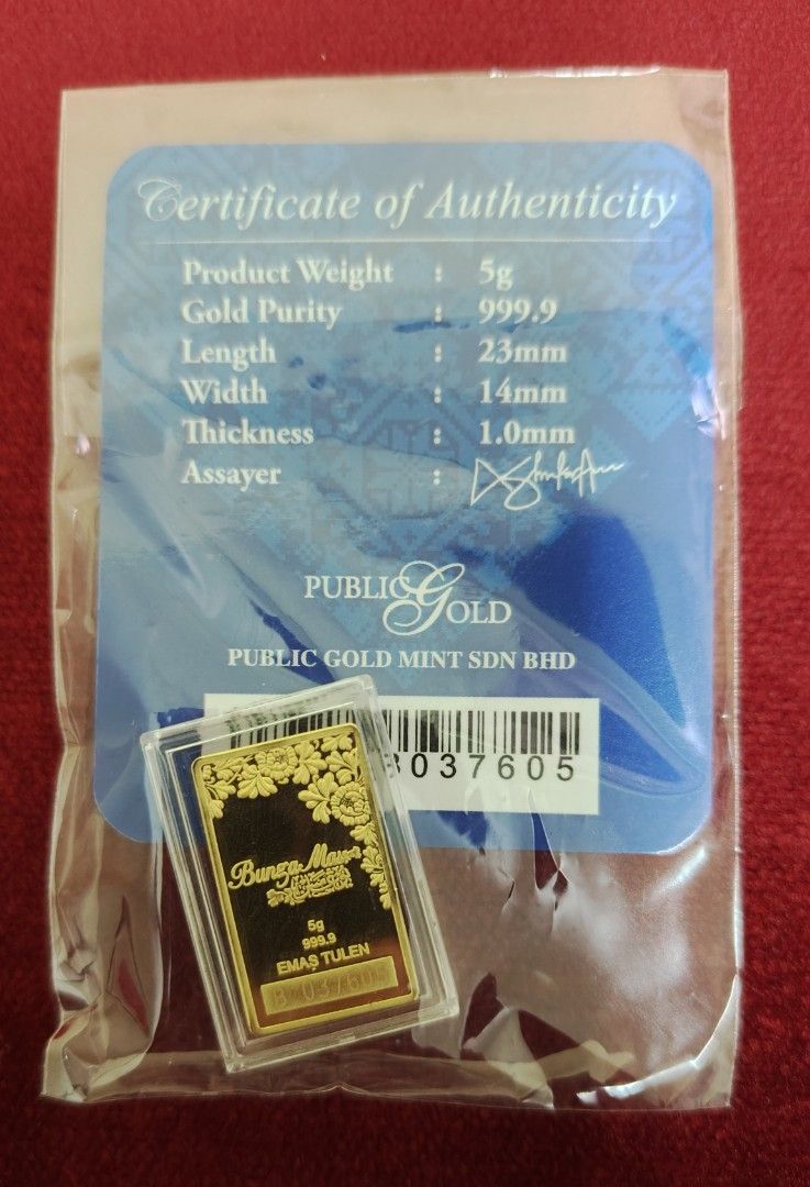 5 gram Bunga Mas Public Gold 999.9, Hobbies & Toys, Collectibles ...