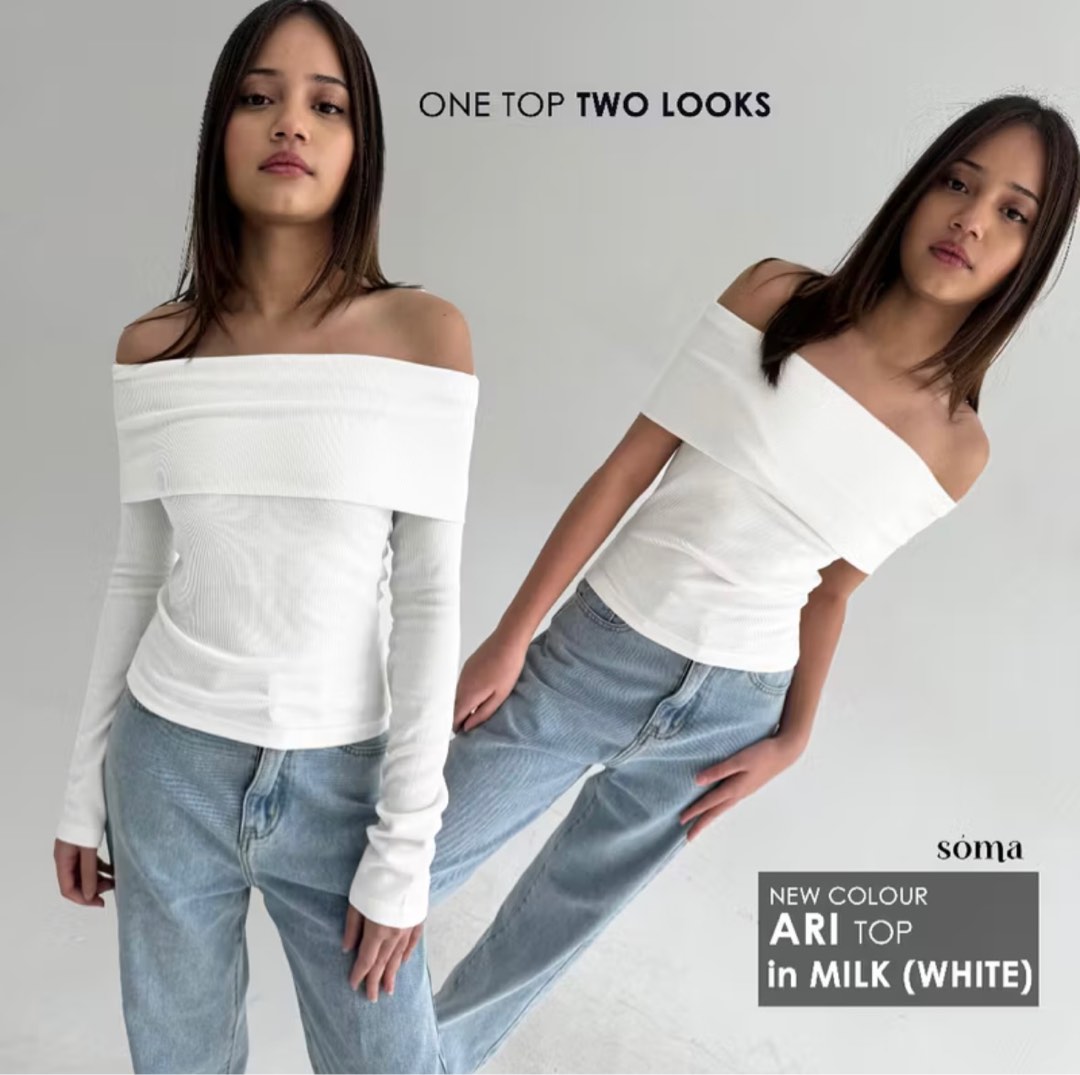 HARGA NET ARI TOP | Atasan Knit Wanita Off Shoulder Korean Top Basic ...