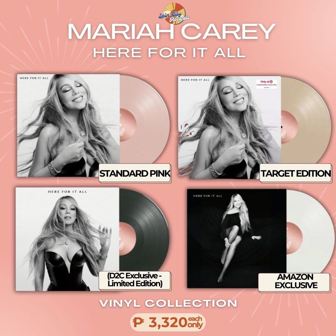 Mariah Carey - Here For It All Vinyl (Amazon, D2C, Target, and Standard Pink), Hobbies & Toys ...