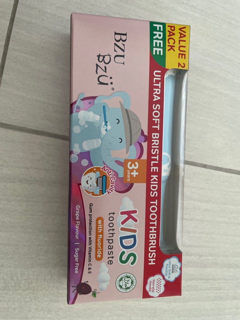 Bzu Bzu Kids Toothbrush toothpaste with fluoride, Babies & Kids ...