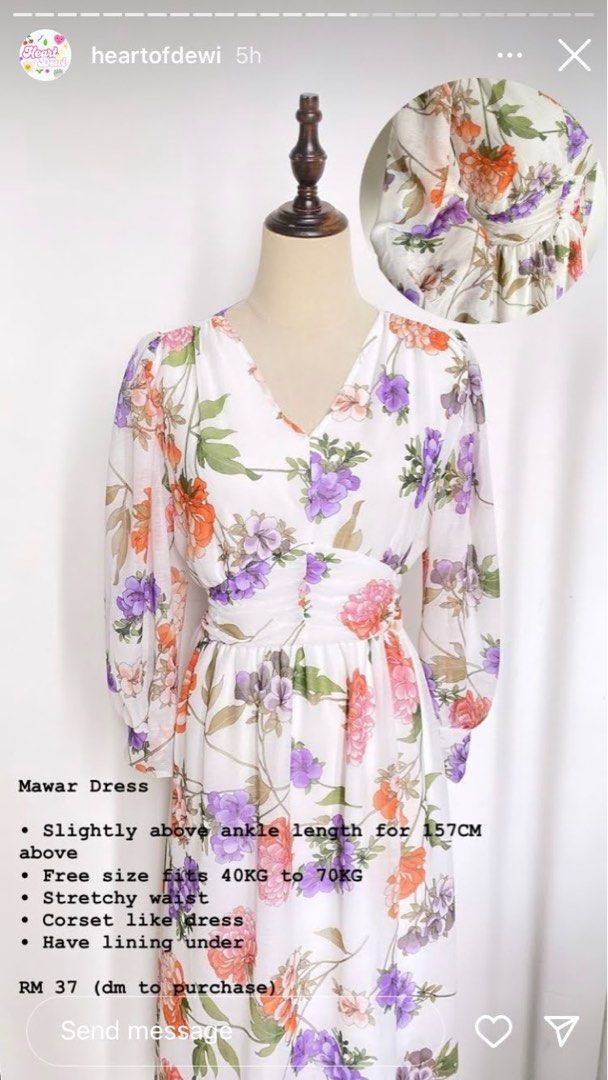 RENT - Heart of Dewi Mawar Dress in Floral, Women's Fashion, Dresses ...