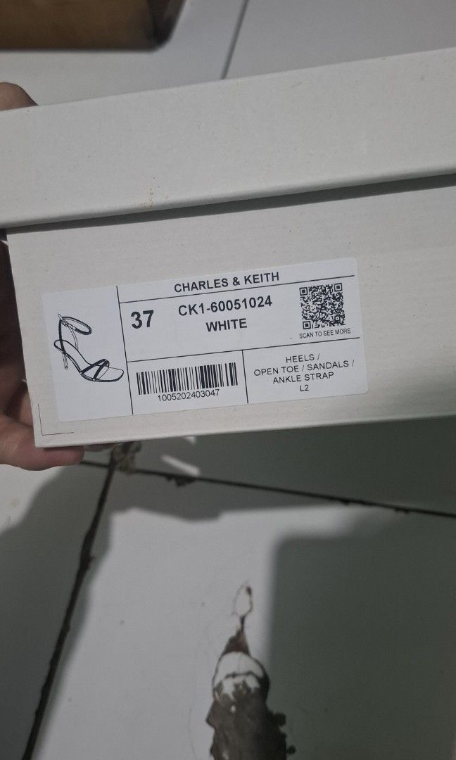 Heels Charles & Keith White CK1 size 37 Sandal, Fesyen Wanita, Sepatu ...