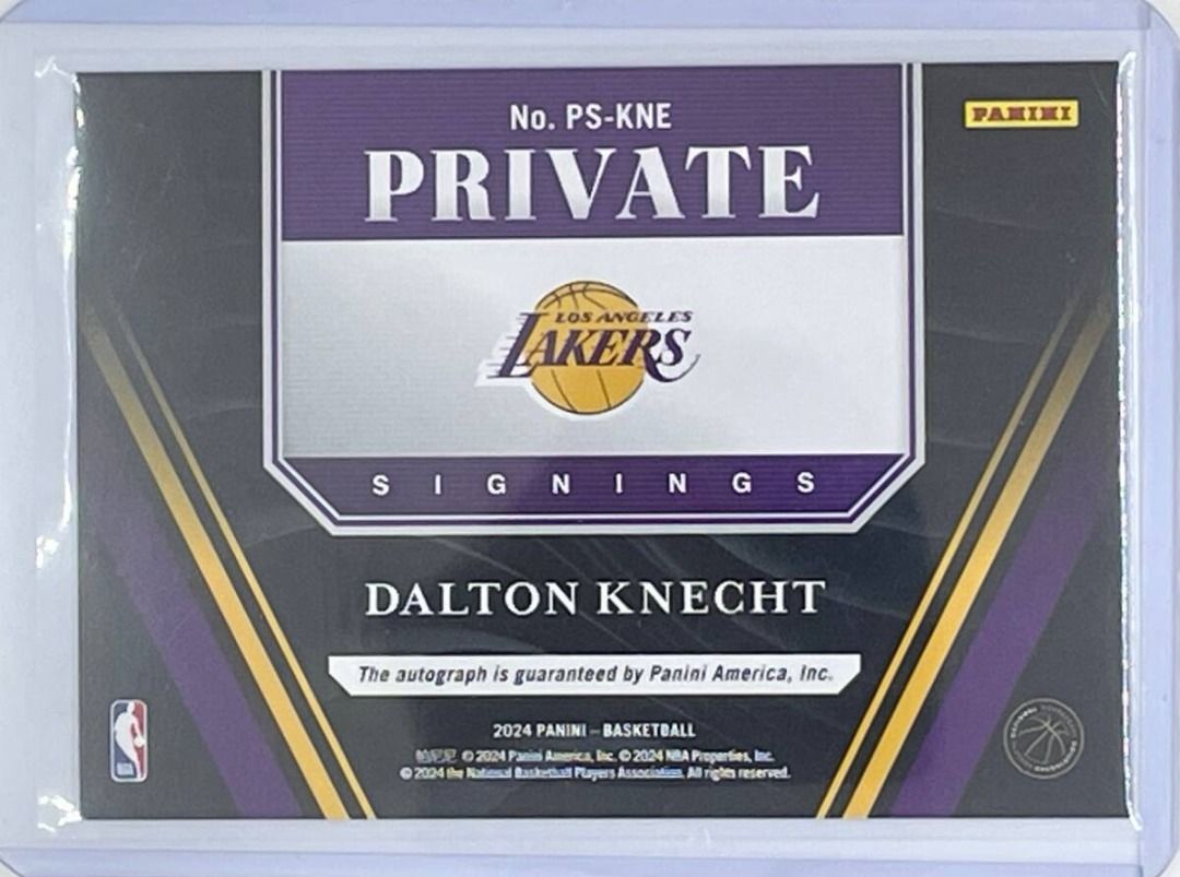 2024-25 Panini Dalton Knecht RC Private Signings Autograph by Lakers, Hobbies & Toys, Toys ...
