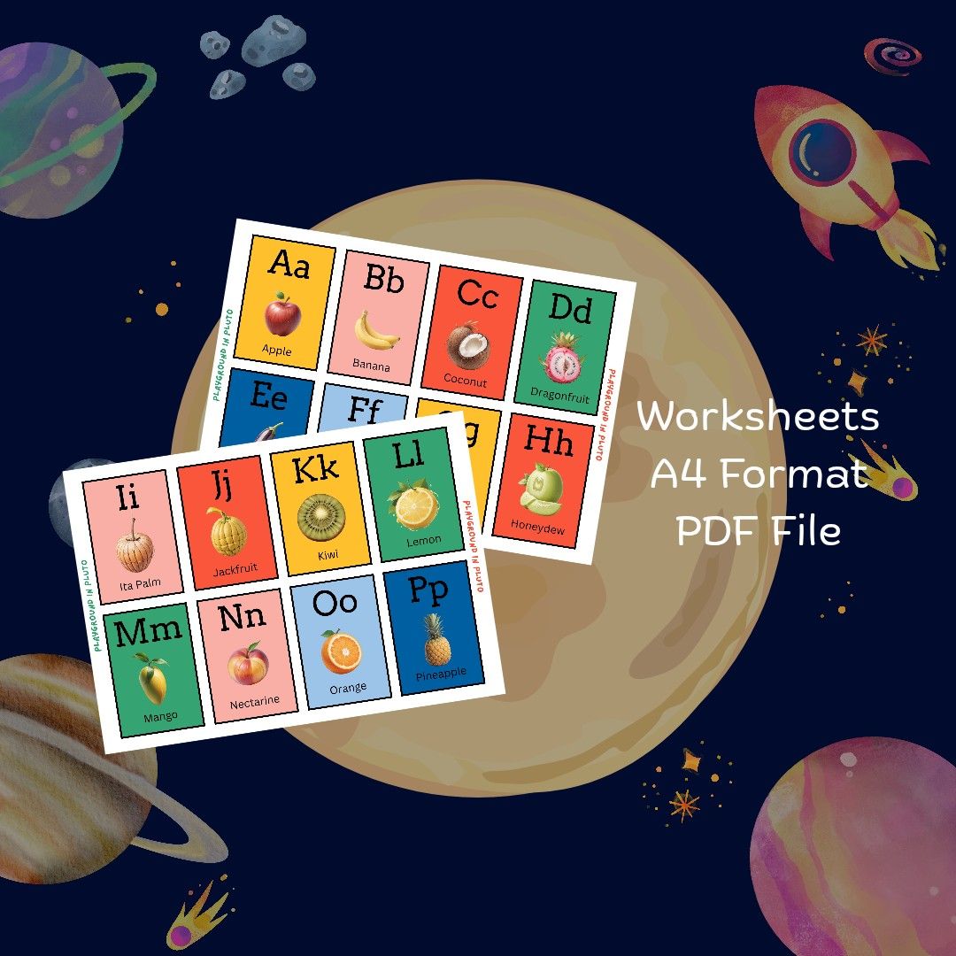 26 Alphabet Fruits Flashcards, Pre-school cards, educational printable ...