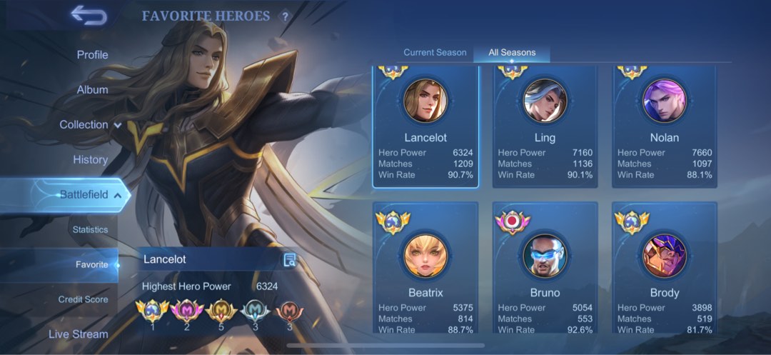 ( 530 Skins ) 1400 ⭐️ High WR Stacked MLBB Account, Video Gaming ...