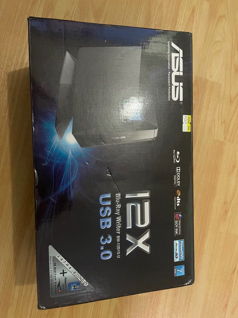 ASUS 12x Blu-Ray Writer with USB 3.1 Gen 1 ASUS BW-12D1S-U, Computers & Tech, Parts ...