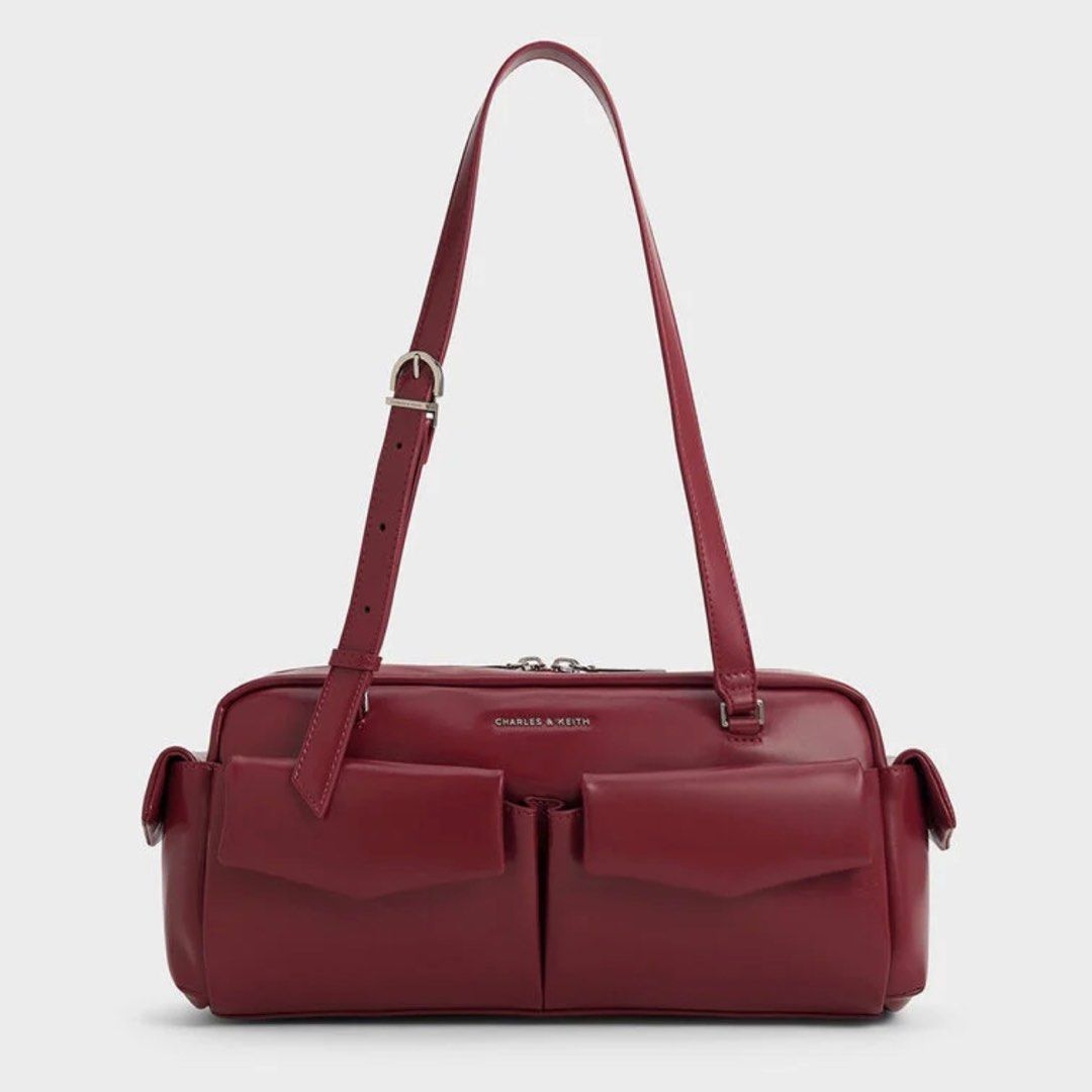 Charles and Keith Rachel Elongated Multi Pocket Shoulder Bag, Women's ...