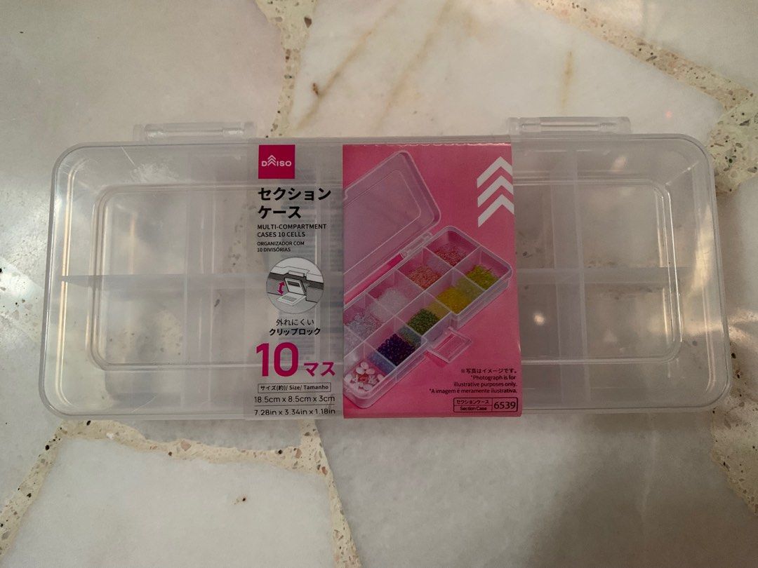 Daiso Multi-Compartment Organizer Box 10 Grids Clear Transparent ...