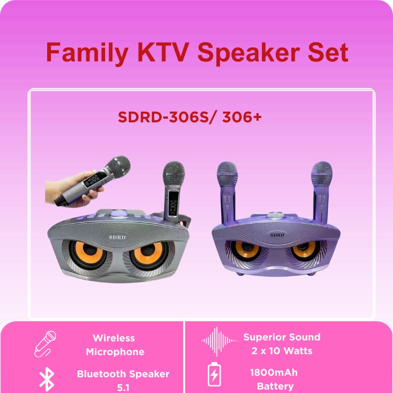 Family KTV Speaker set SDRD306S SDRD 306PLUS with 2 wireless Microphone, Audio, Soundbars ...