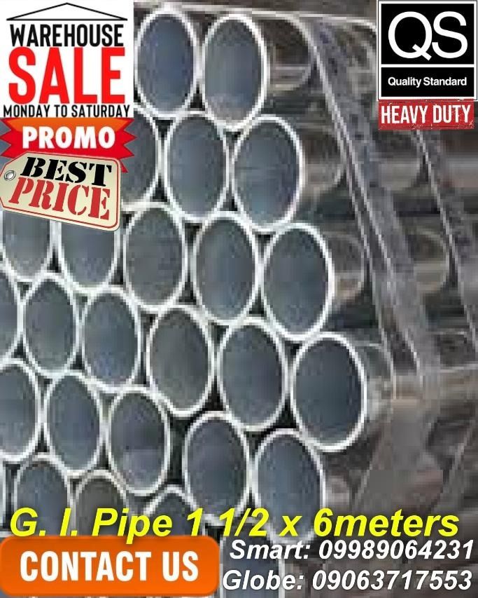 G.I. Pipe 1 1/2 x 6meters S20 11 kilos Scaffolding Pipe Fence Tube ...