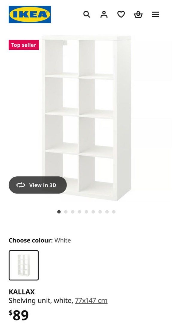 IKEA Kallax Shelving Unit - White, Furniture & Home Living, Furniture ...