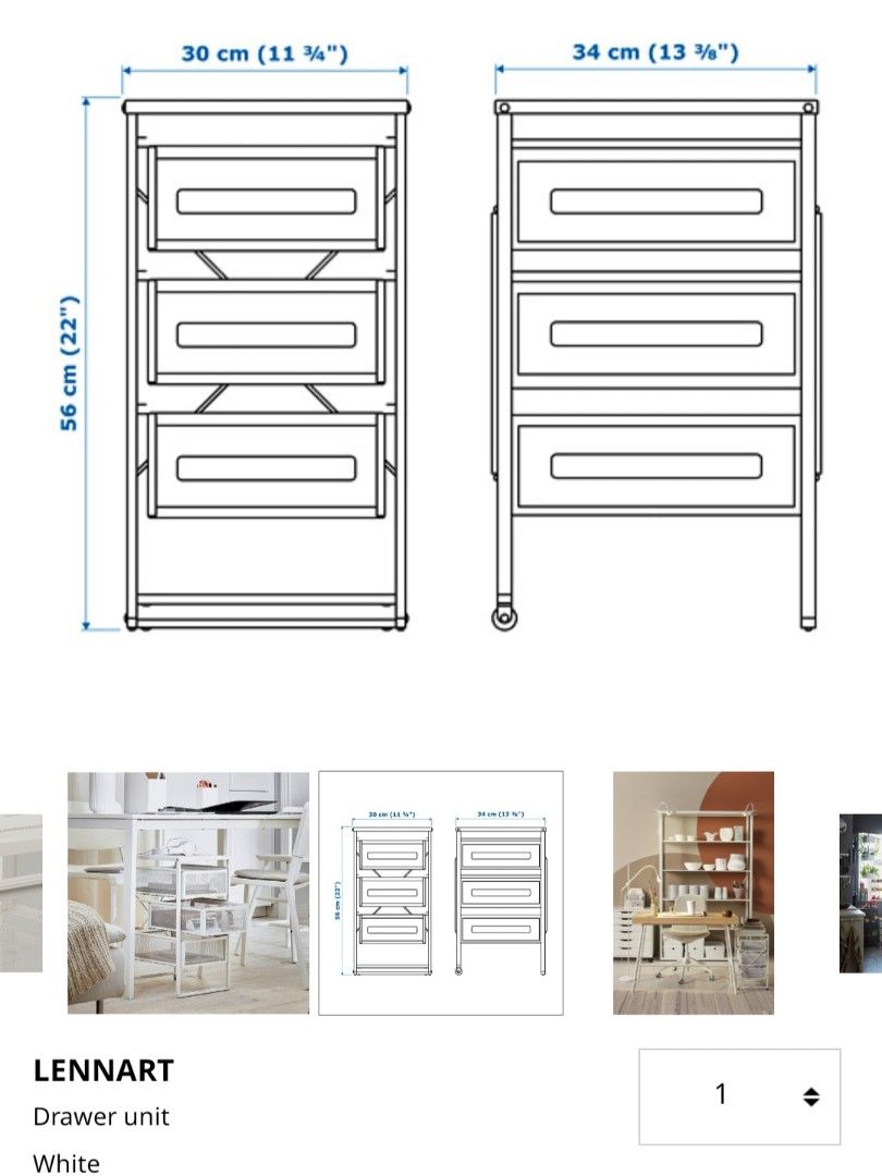 IKEA Lennart Drawer Unit - White, Furniture & Home Living, Furniture ...