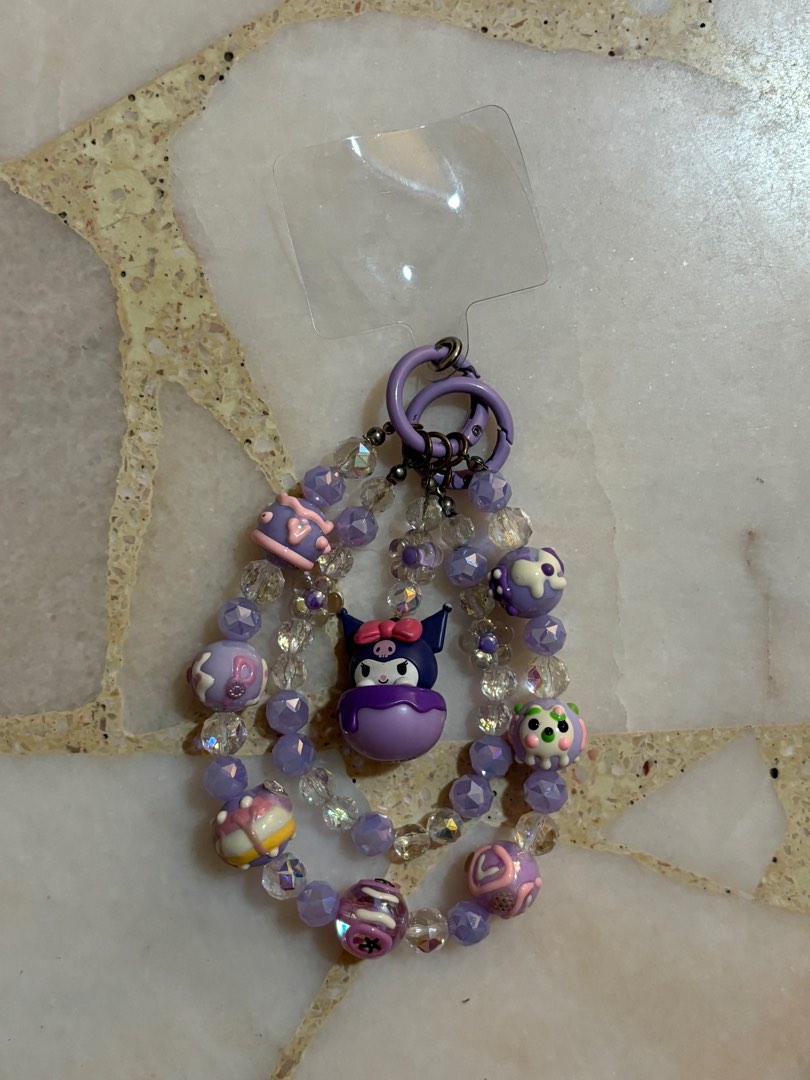 Kuromi Bead Charm Handphone Keychain Sanrio Authentic, Hobbies & Toys ...