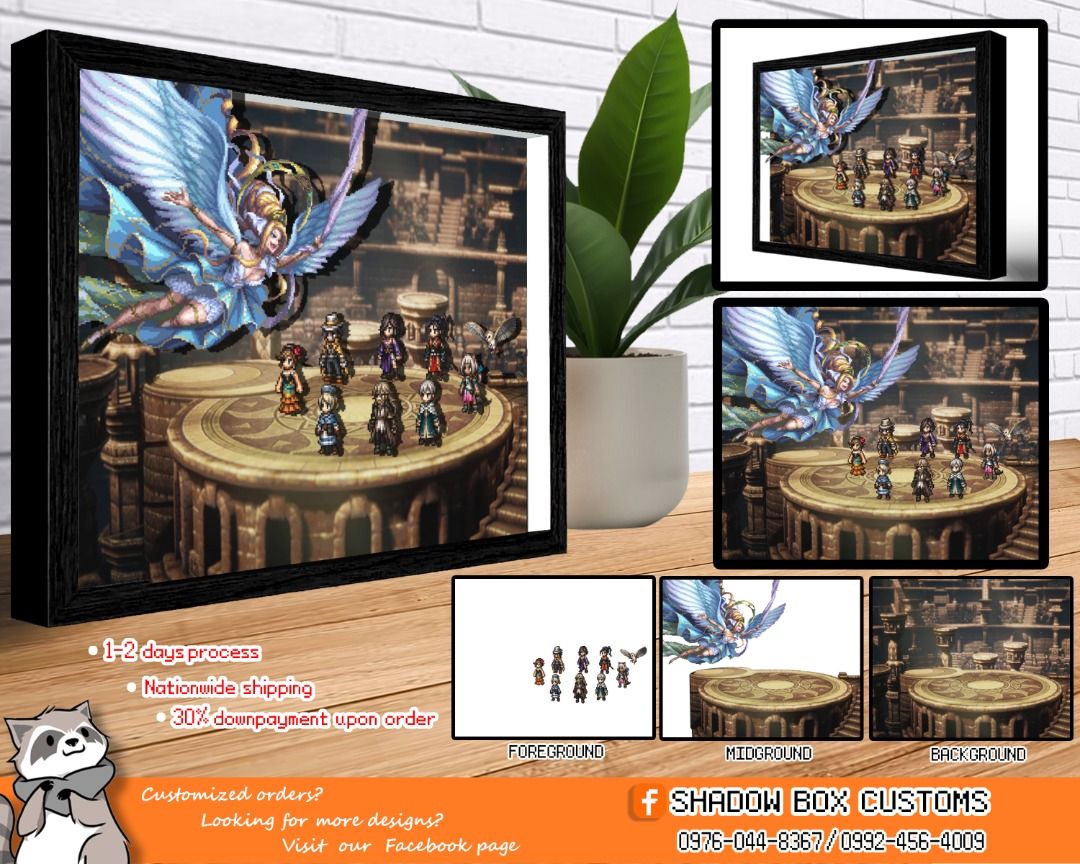 Octopath Traveller 2 Video Game Shadow Box, Video Gaming, Video Games ...