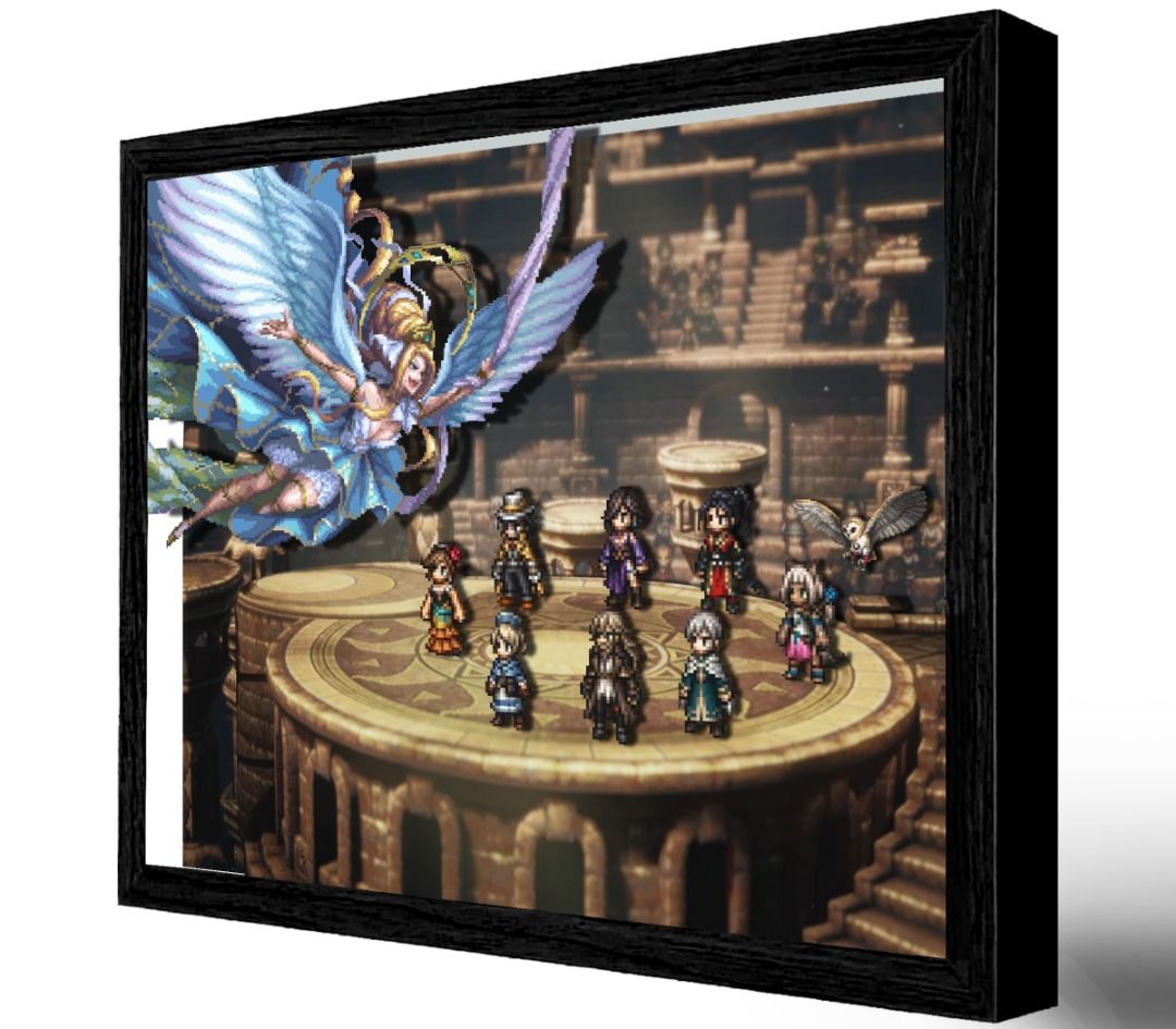 Octopath Traveller 2 Video Game Shadow Box, Video Gaming, Video Games ...