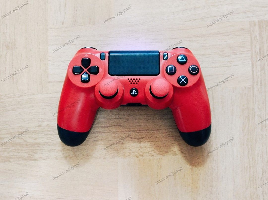 Red PS4 controller with USB-C and K-Silver JS13 Pro TMR (no drift ...