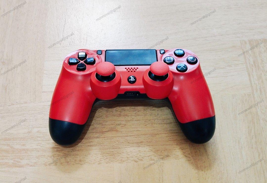 Red PS4 controller with USB-C and K-Silver JS13 Pro TMR (no drift ...
