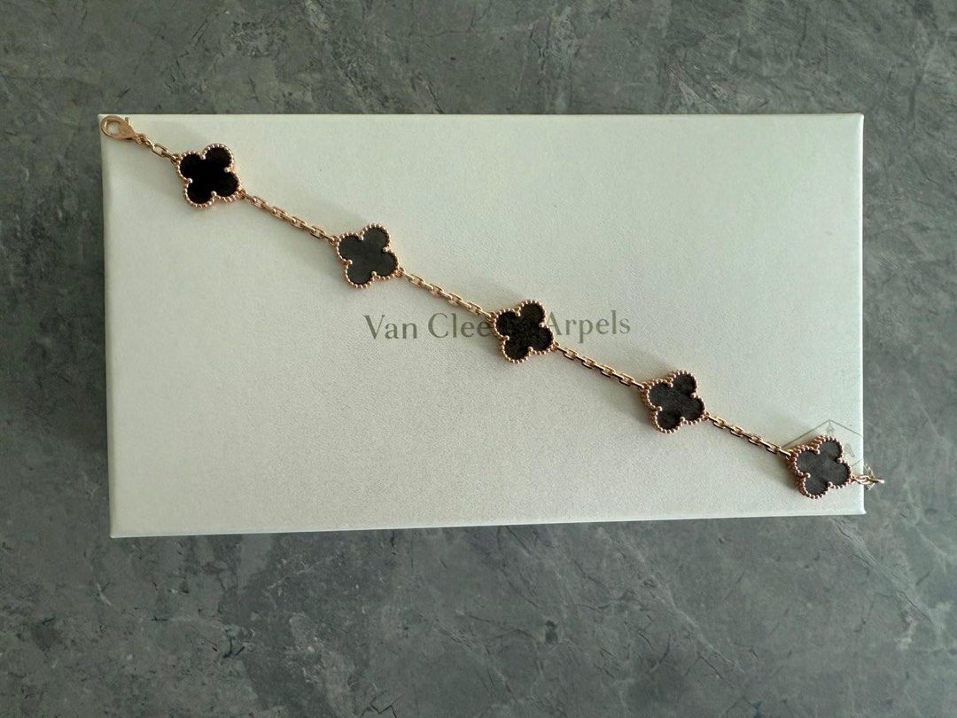 RARE Off Catalog Silver Obsidian Van Cleef & Arpels Vintage Alhambra ...