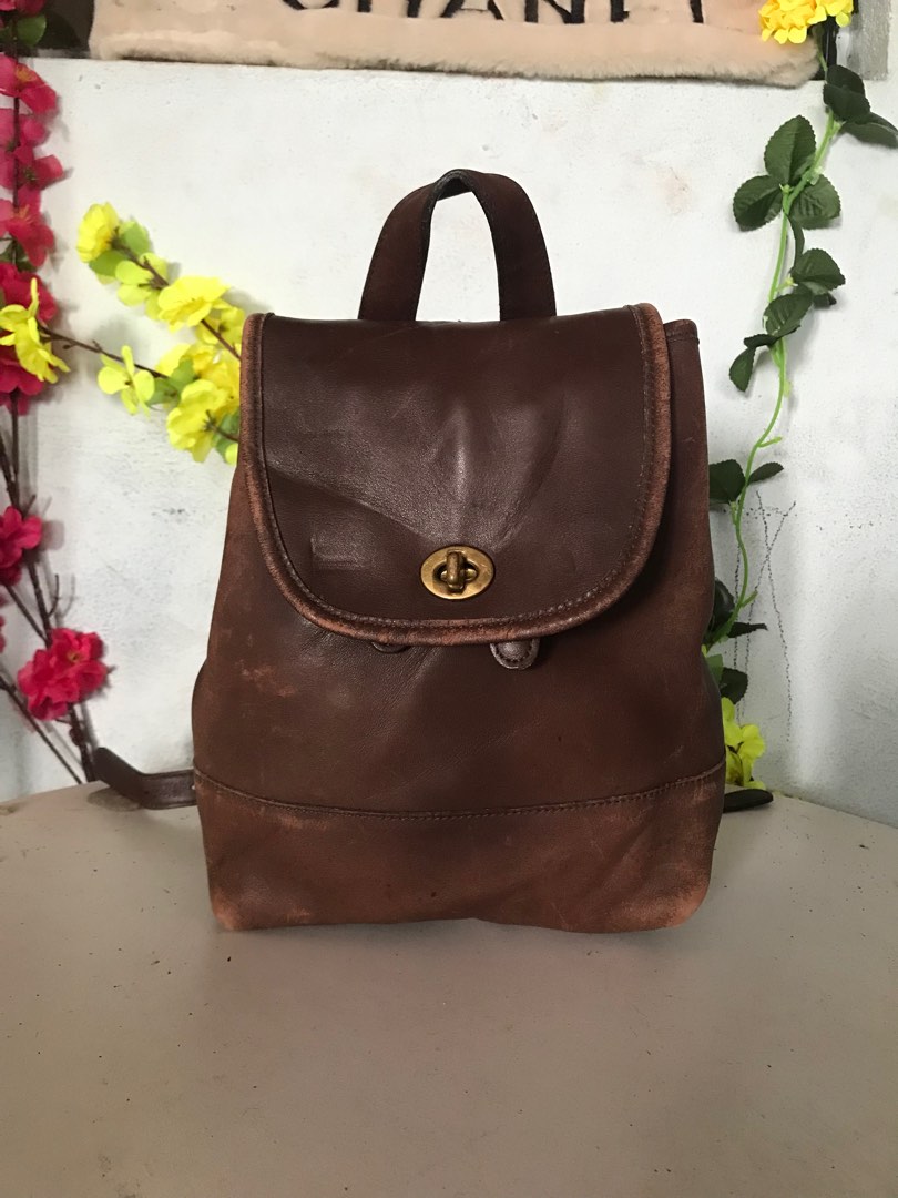 Vintage Coach Leather mini Bagpack, Luxury, Bags & Wallets on Carousell