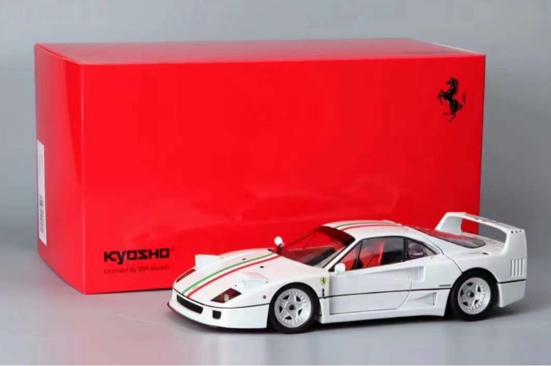 1:18 BBR-Kyosho Ferrari F40 Diecast -Metallic White Italian Stripes ...