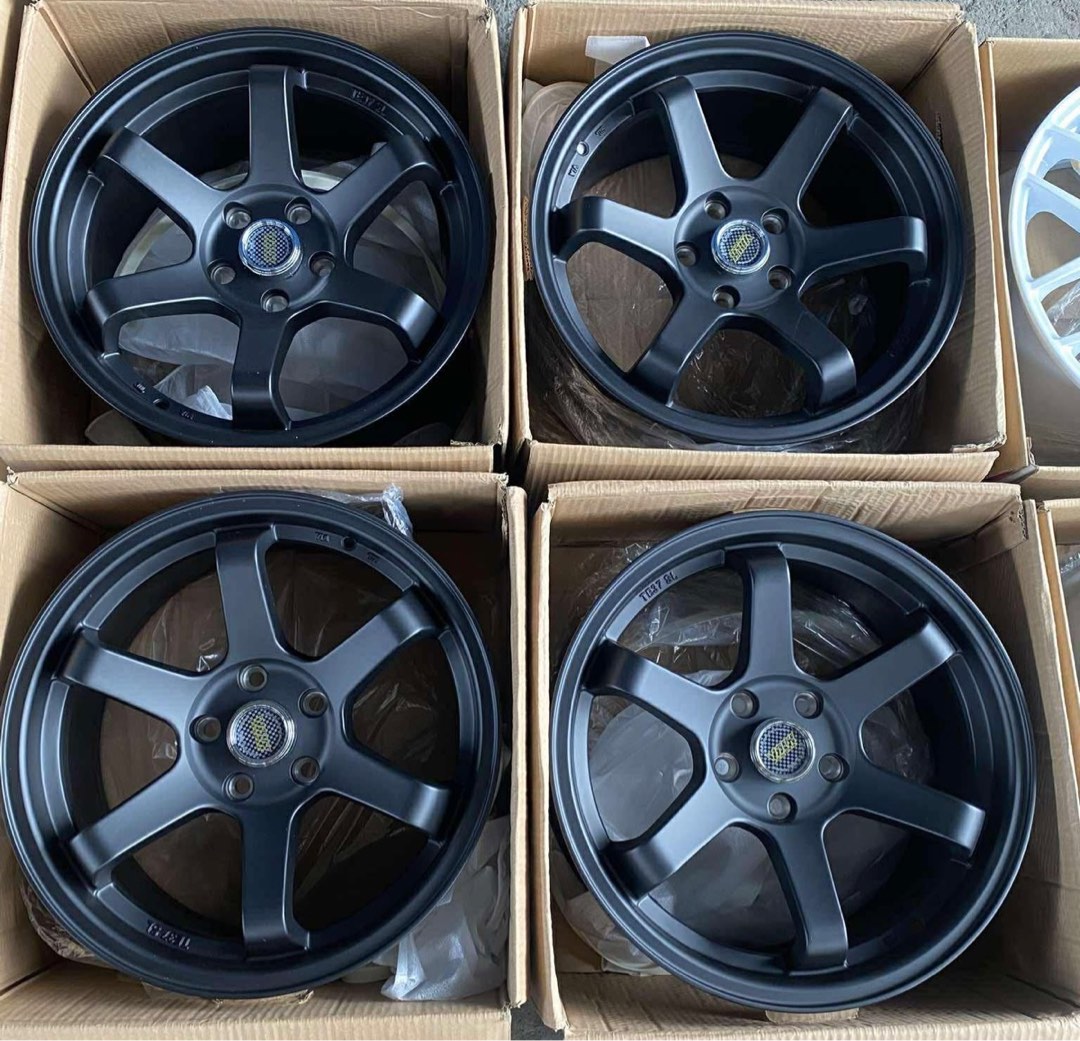 17” TE37 Design code 61383 Mags 5Holes pcd 112 Black bnew, Car Parts ...