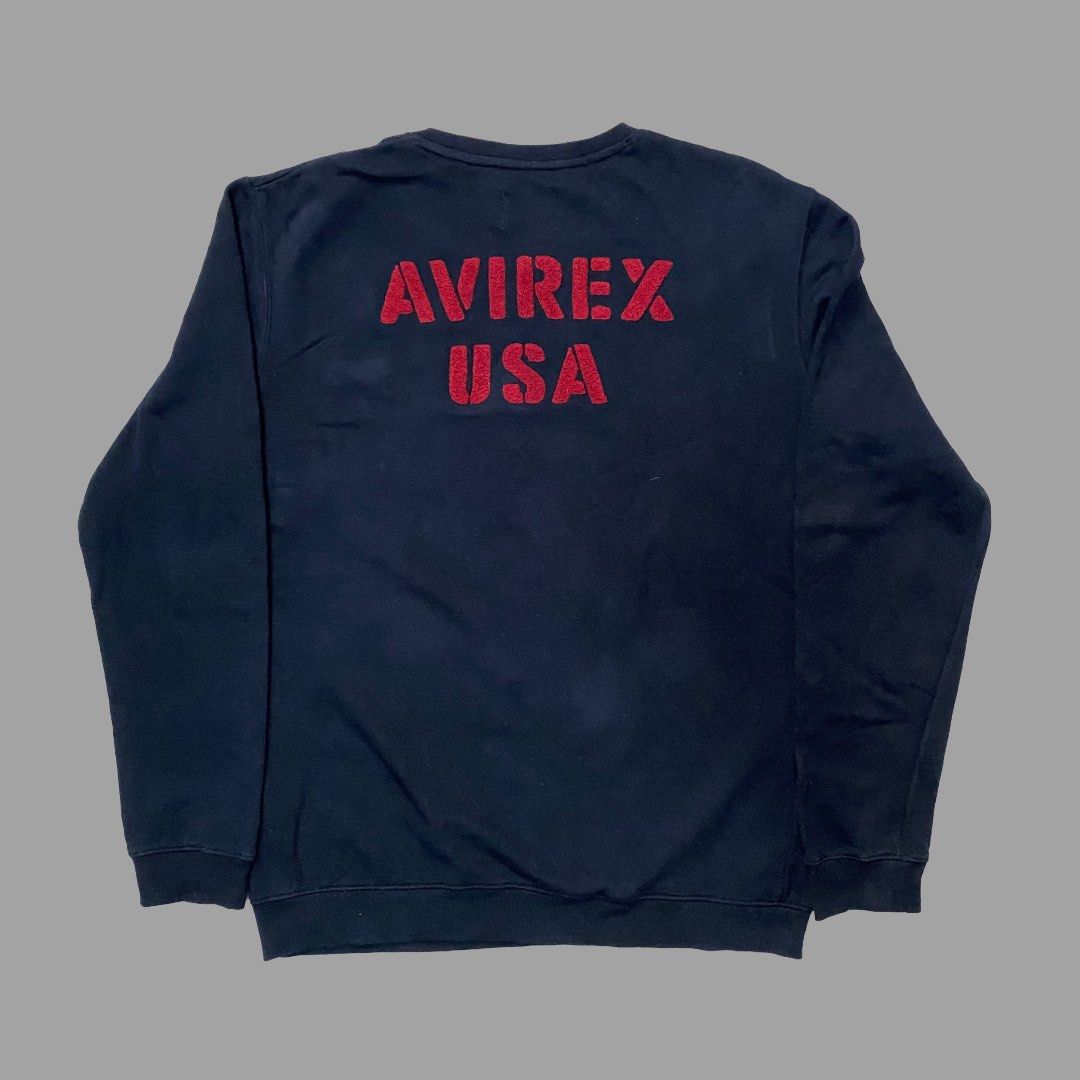 Avirex USA Chenille Script Sweater, Men's Fashion, Coats, Jackets and Outerwear on Carousell