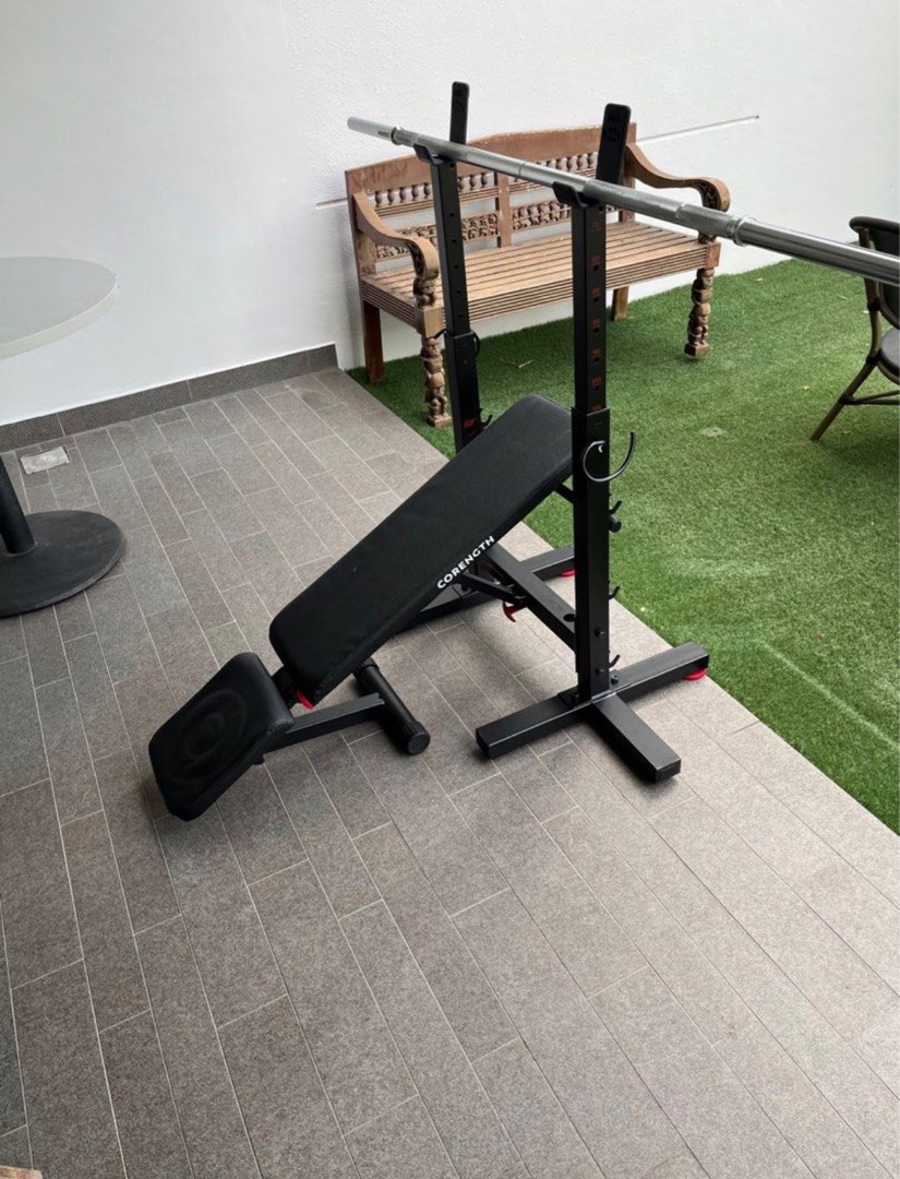 Corength Adjustable Weight Bench with Barbell Rack, Sports Equipment ...