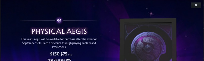 Dota 2 Physical Aegis TI14 2025, Video Gaming, Video Games, PlayStation ...