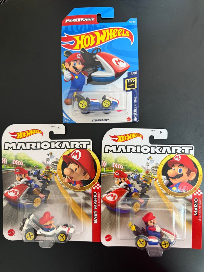 Hot Wheels Mario Kart Lot - Mario, Baby Mario, Standard Kart, Hobbies ...
