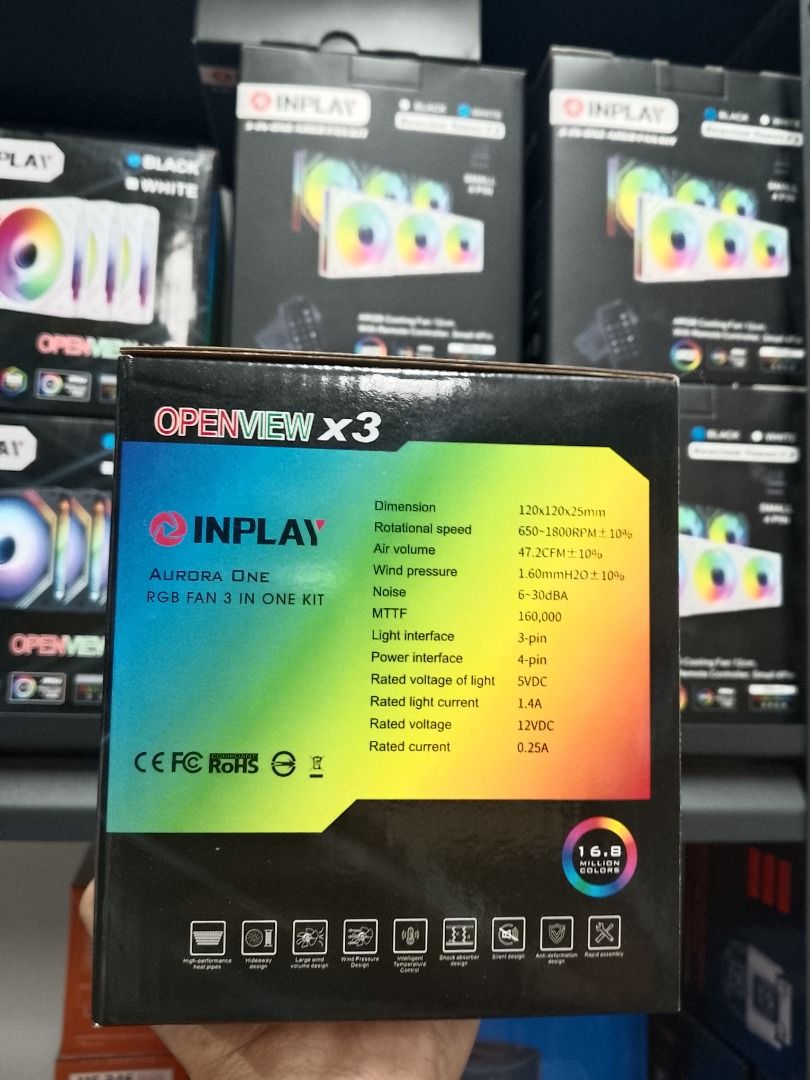 Inplay Openview Tower X3 Black (3-pack) 120mm ARGB Case Fan Kit 6pin w ...