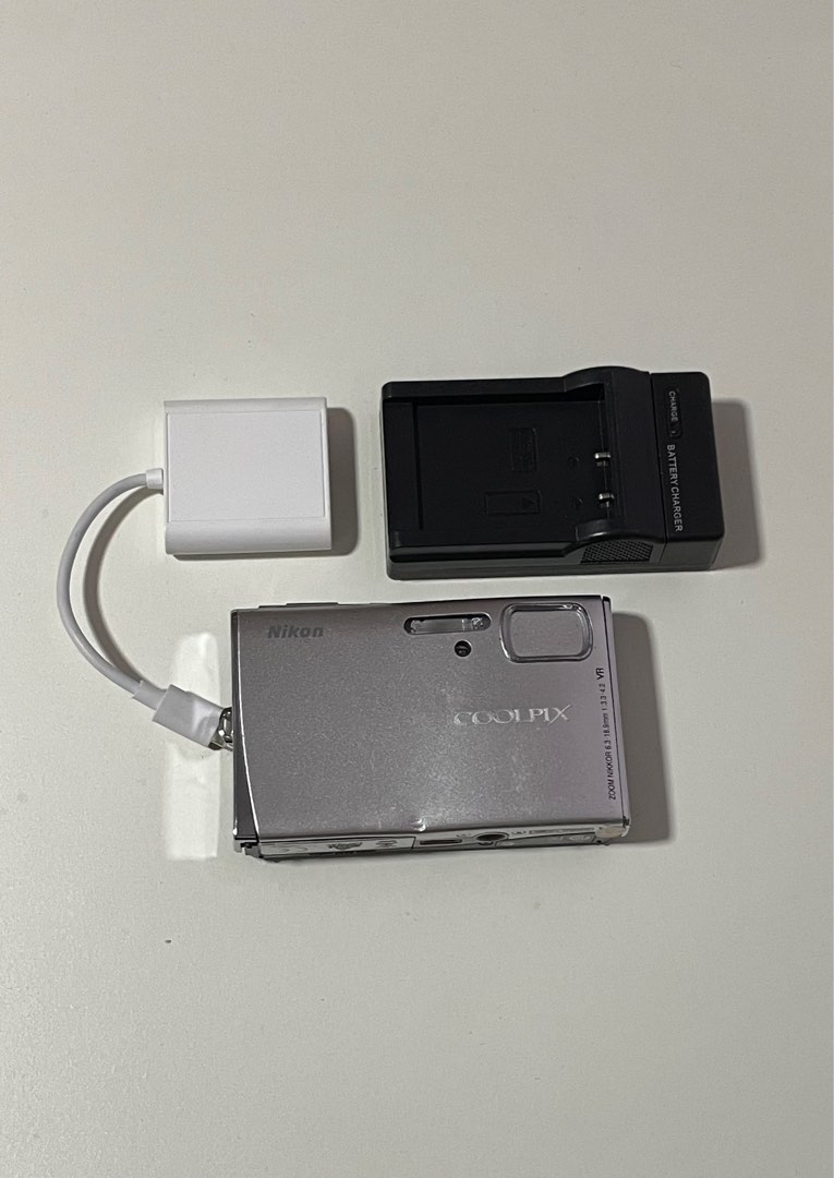 grey nikon coolpix digicam with charger and sd card, Photography ...